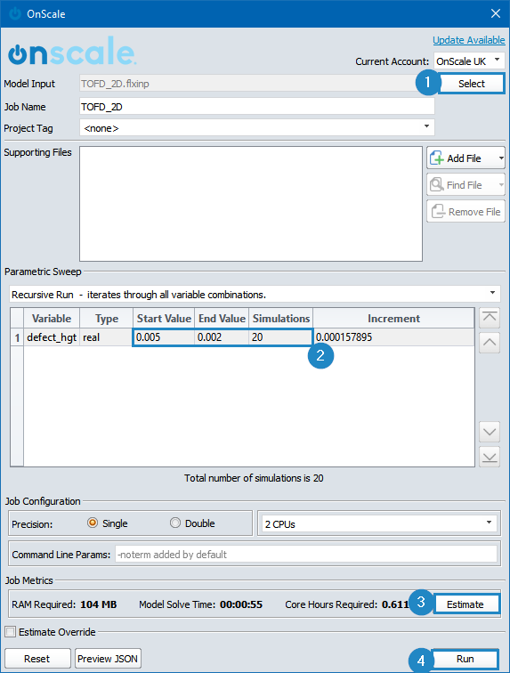 TOFD 2D Parametric Sweep – OnScale
